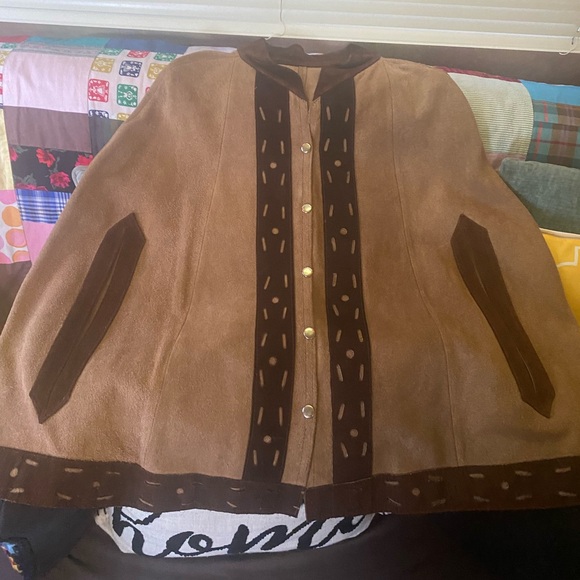 Vintage | Jackets & Coats | Vintage 6s70s Genuine Brown Suede Cape Rare ...